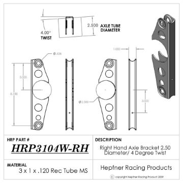 2.50" Outlaw Axle Bracket RH, SuperShox - Hepfner Racing Products