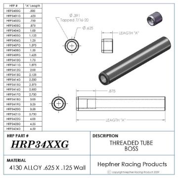 Tab, Long, 4130, 0.125" Thick, 0.255" Hole - Hepfner Racing Products