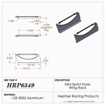 Sprint Car Top Wing Wicker Bill, 2" White - Hepfner Racing Products