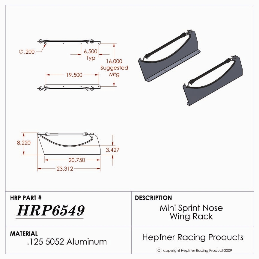 Nose Wing Mount, 18" X 30" Mini Sprint Wing, White Powder Coat ...