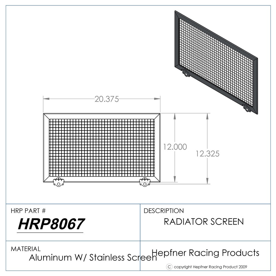 Radiator Rock Screen, Aluminum With Stainless Steel, 20.38" X 12.0 ...