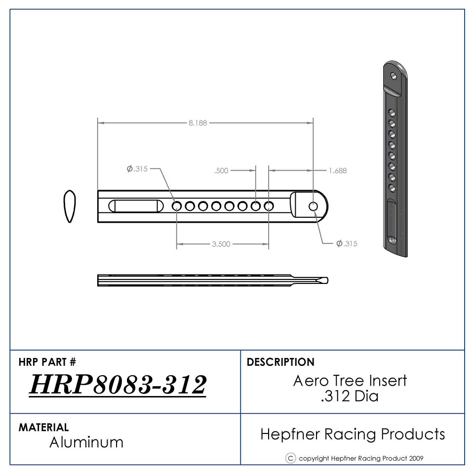 Aero Wing Tree Insert, Fits 5/16" Pin, Aluminum - Hepfner Racing ...