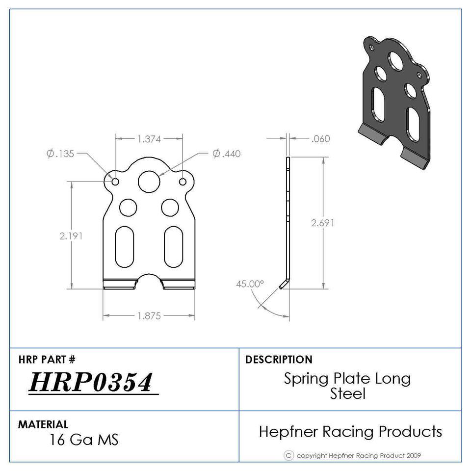 Spring Plate Long Steel - Hepfner Racing Products