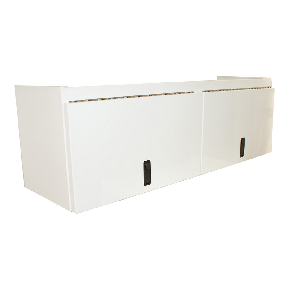 Overhead Cabinet, 48.0" Length, Double Flip Up Door, White Powder Coat ...